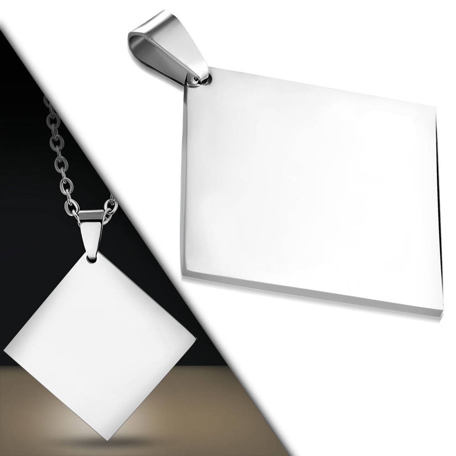 Personalized Stainless Steel Square Pendant With 24 | Etsy