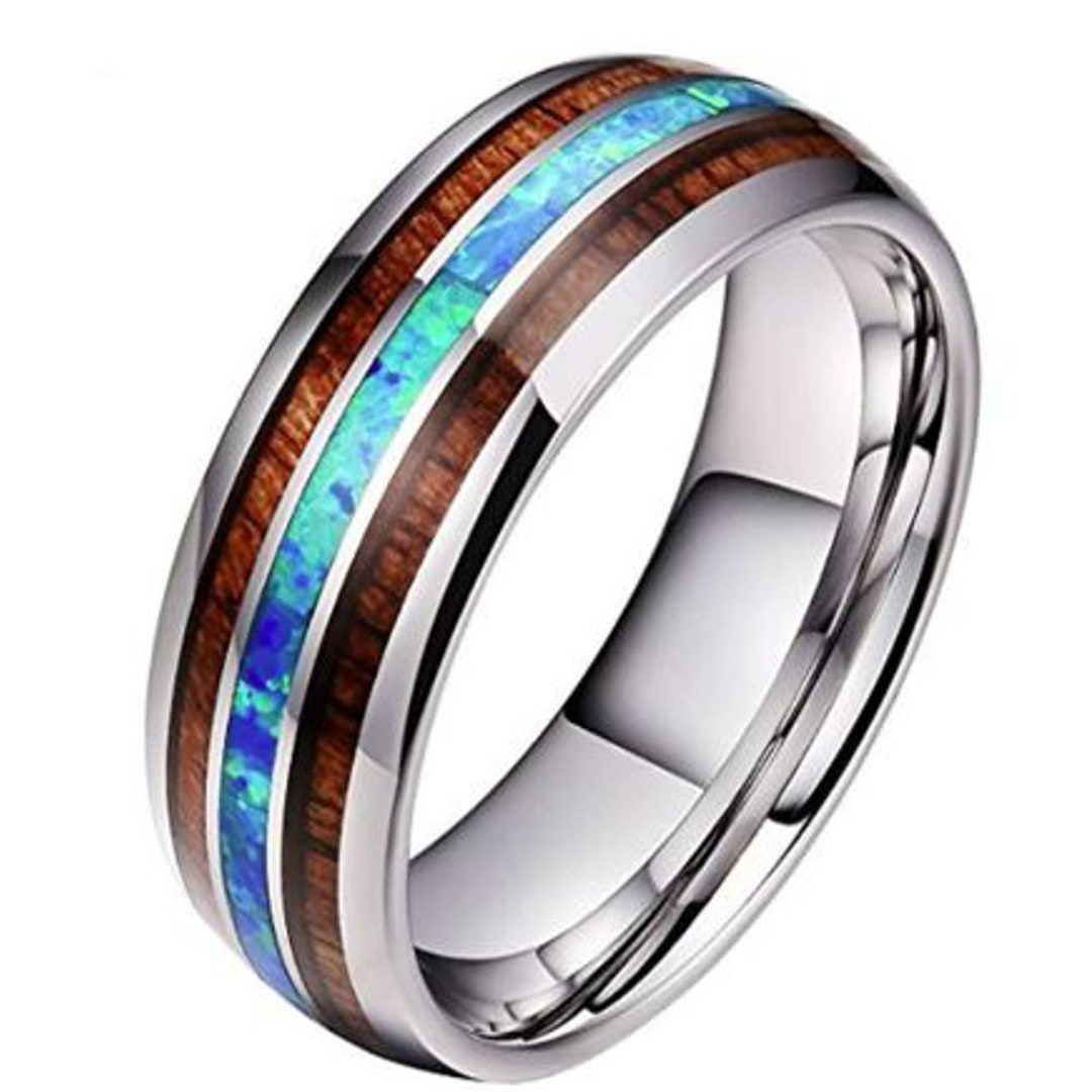Quality Personalized 8mm Wood Inlay Stainless Steel Ring - Etsy