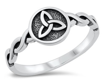 Symbol of Eternal Love Trinity Knot Center in Circle Solid 925 Sterling ...
