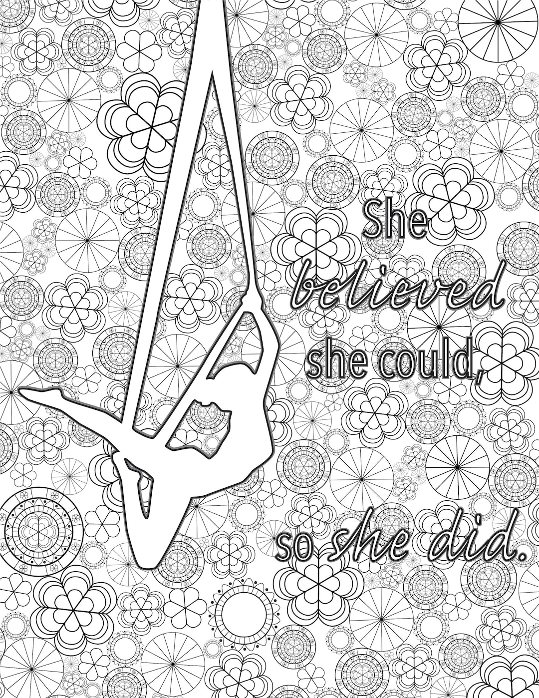 She Believed She Could Aerial Sling Coloring Page | Aerialist Coloring ...