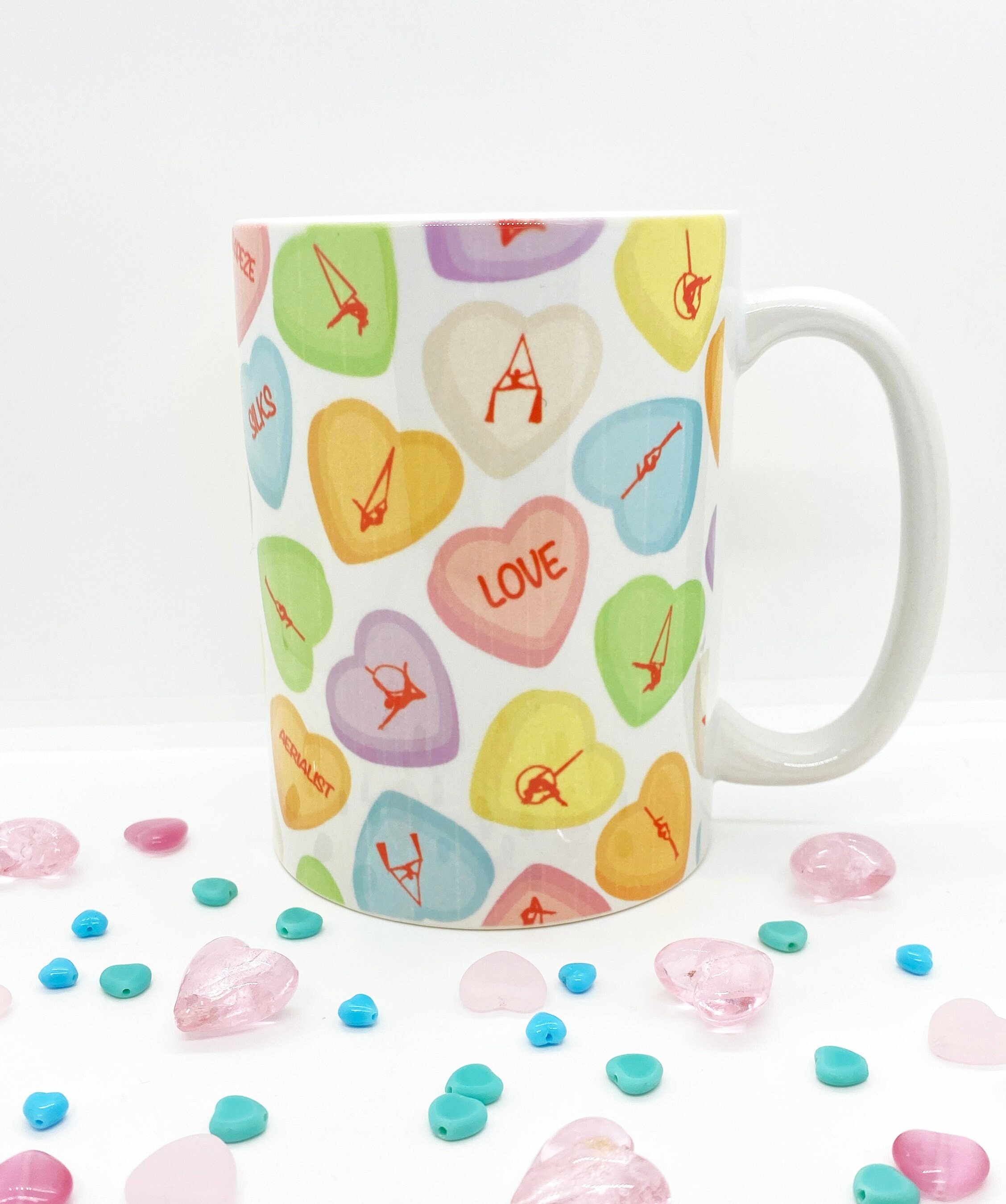 Candy Hearts Aerialist Mug Conversation Hearts Silks Mug Valentine's ...