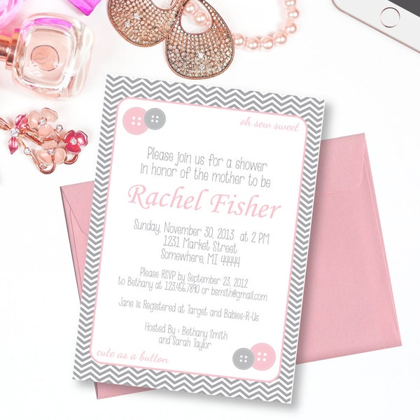 Button Invitation - Etsy