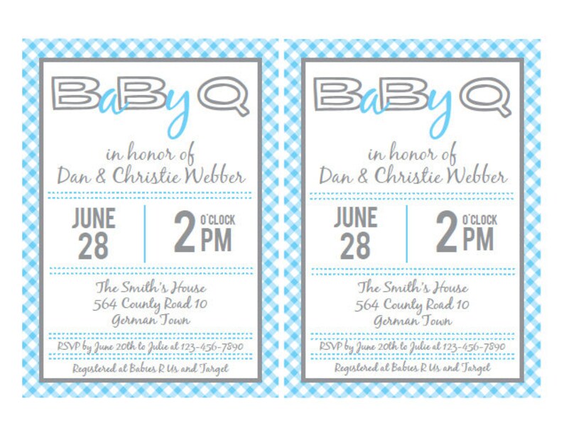Blue Babyq Invitation Boy BBQ Baby Shower Invite Boy Baby-q | Etsy