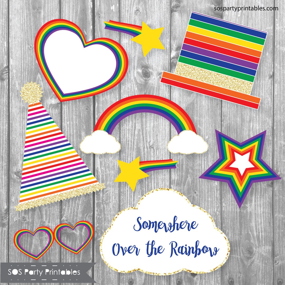 Rainbow Photo Booth Props Rainbow Party Printables Rainbow Etsy