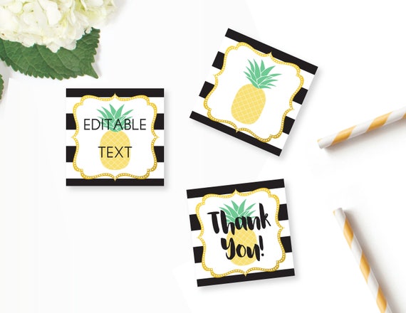 Pineapple Favor Tags, Editable Gift Tags, Editable Labels, Editable PDF ...