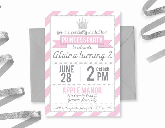 Princess Party Invitation, Little Princess Birthday Invitation, Pink ...
