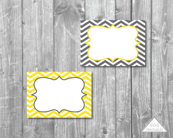 Gray and Yellow Chevron Labels, Printable PDF, Editable Labels ...