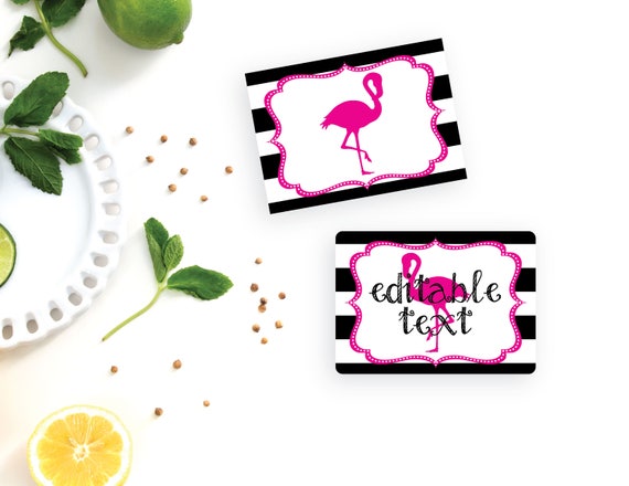 Pink Flamingo Party Labels, Flamingo Party, Tropical Labels, Editable ...