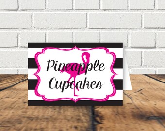 Flamingo Party Place Cards Food Labels Printable Flamingo - Etsy