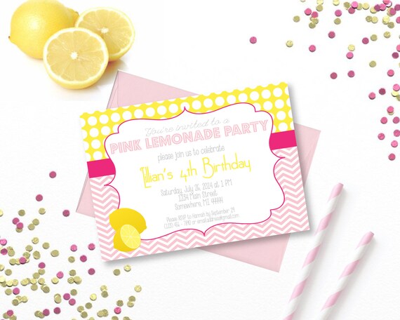 INSTANT DOWNLOAD Pink Lemonade Party Invitation - Lemonade Stand ...