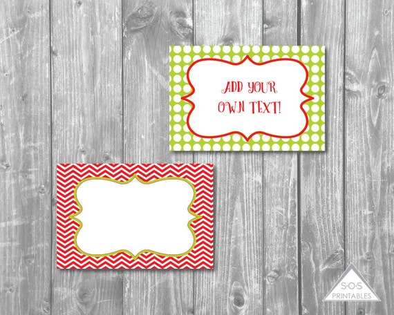 Red and Green Chevron and Polkadot Christmas Labels - Printable PDF ...