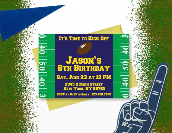 Kick off Football Birthday Invitation, Football Party Invite, Sports ...