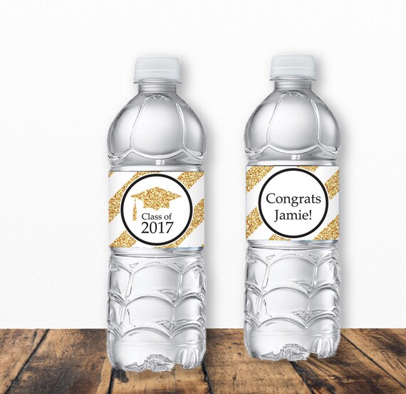 Gold Graduation Water Bottle Labels, Editable Grad Water Bottle Labels ...