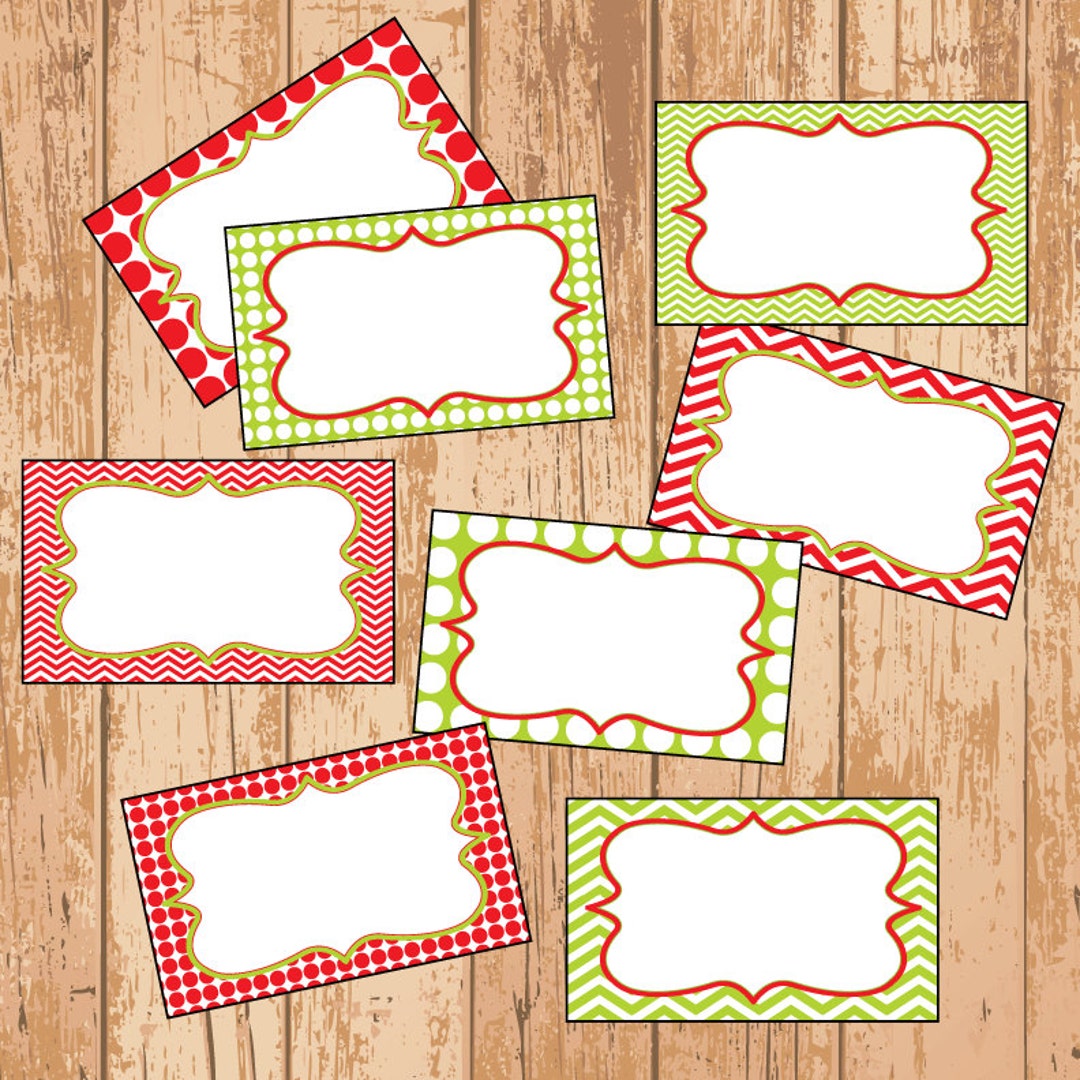 MINI Red and Green Chevron and Polkadot Christmas Labels - Etsy