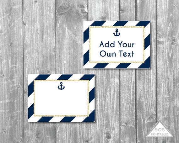 Navy and Gold Anchor Labels, Buffet Labels, nautical labels, Printable ...