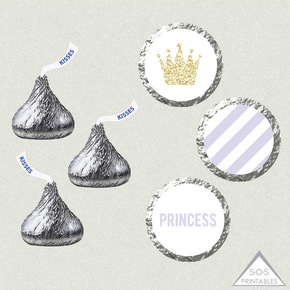 Purple And Gold Princess Hershey Kisses Labels Princess Kiss Stickers 