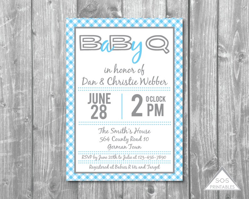 Blue Babyq Invitation Boy BBQ Baby Shower Invite Boy Baby-q | Etsy