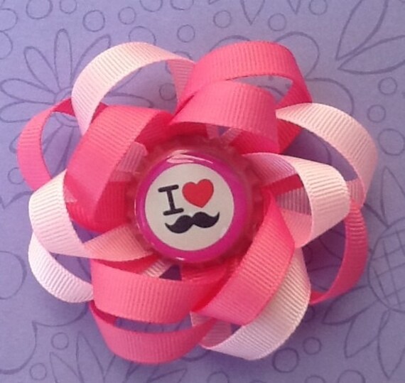Items similar to Hairbows - Girls Hair Accessories - Mustache Flower ...