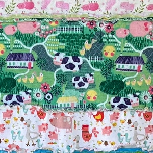 Farm Animals Bigger Baby Rag Quilt; Farm Animals Strip Rag Quilt; Large ...