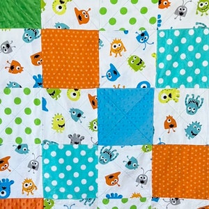 Silly Monsters Baby Rag Quilt; Monsters Baby Rag Quilt; Baby Boy Rag Quilt; Baby Boy Flannel Rag ...