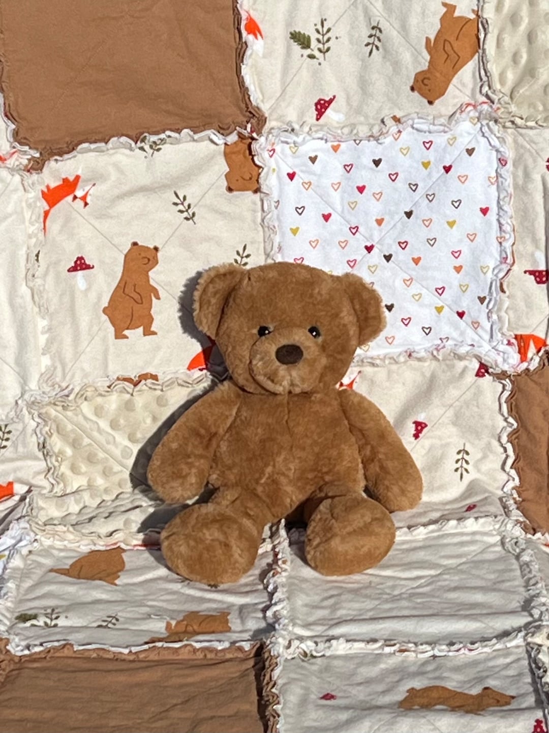 Brown Bear Brown Bear Baby Rag Quilt; Bears Baby Rag Quilt; Bear Baby ...