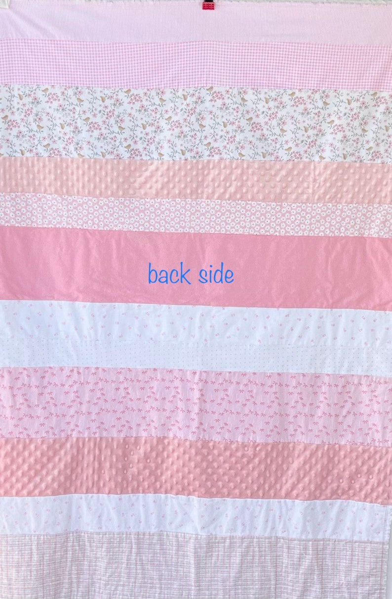 Think Pink Bigger Baby Rag Quilt Pink Strip Rag Quilt Large Pink Baby ...