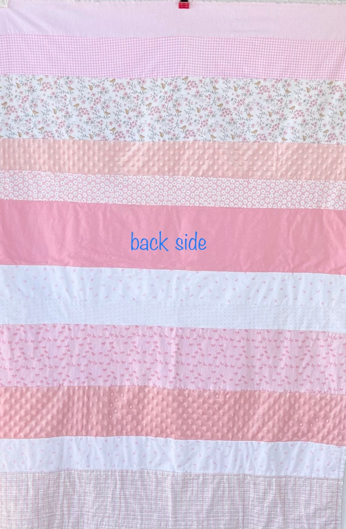 Think Pink Bigger Baby Rag Quilt; Pink Strip Rag Quilt; Large Pink Baby ...