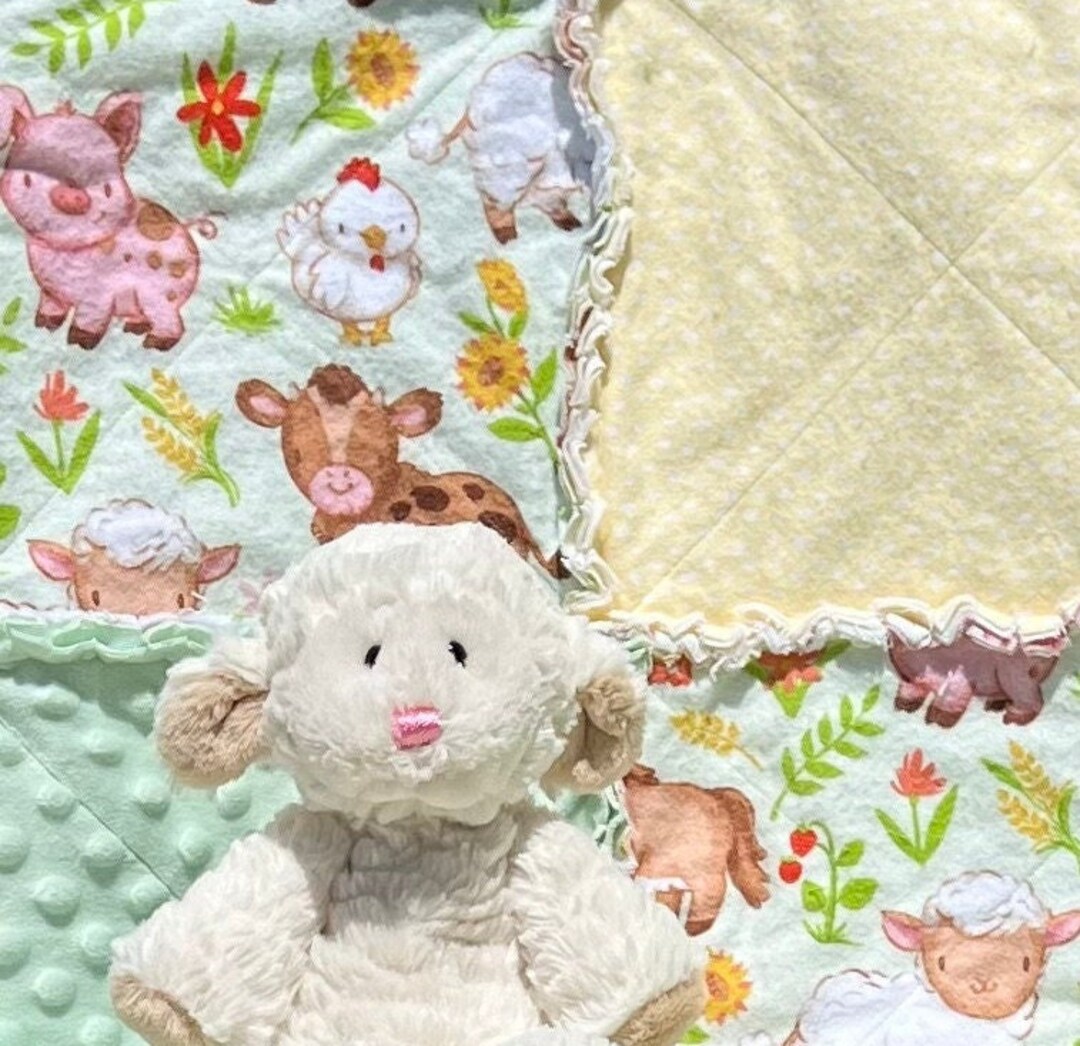 Farm Baby Animals Baby Rag Quilt Farm Animals Baby Rag Quilt Barn Yard ...
