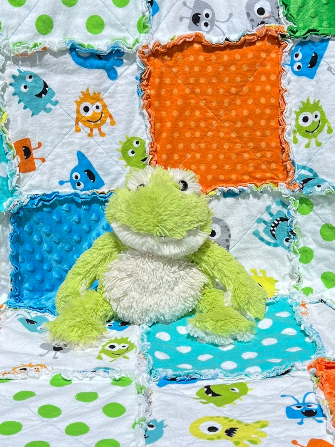 Silly Monsters Baby Rag Quilt; Monsters Baby Rag Quilt; Baby Boy Rag ...