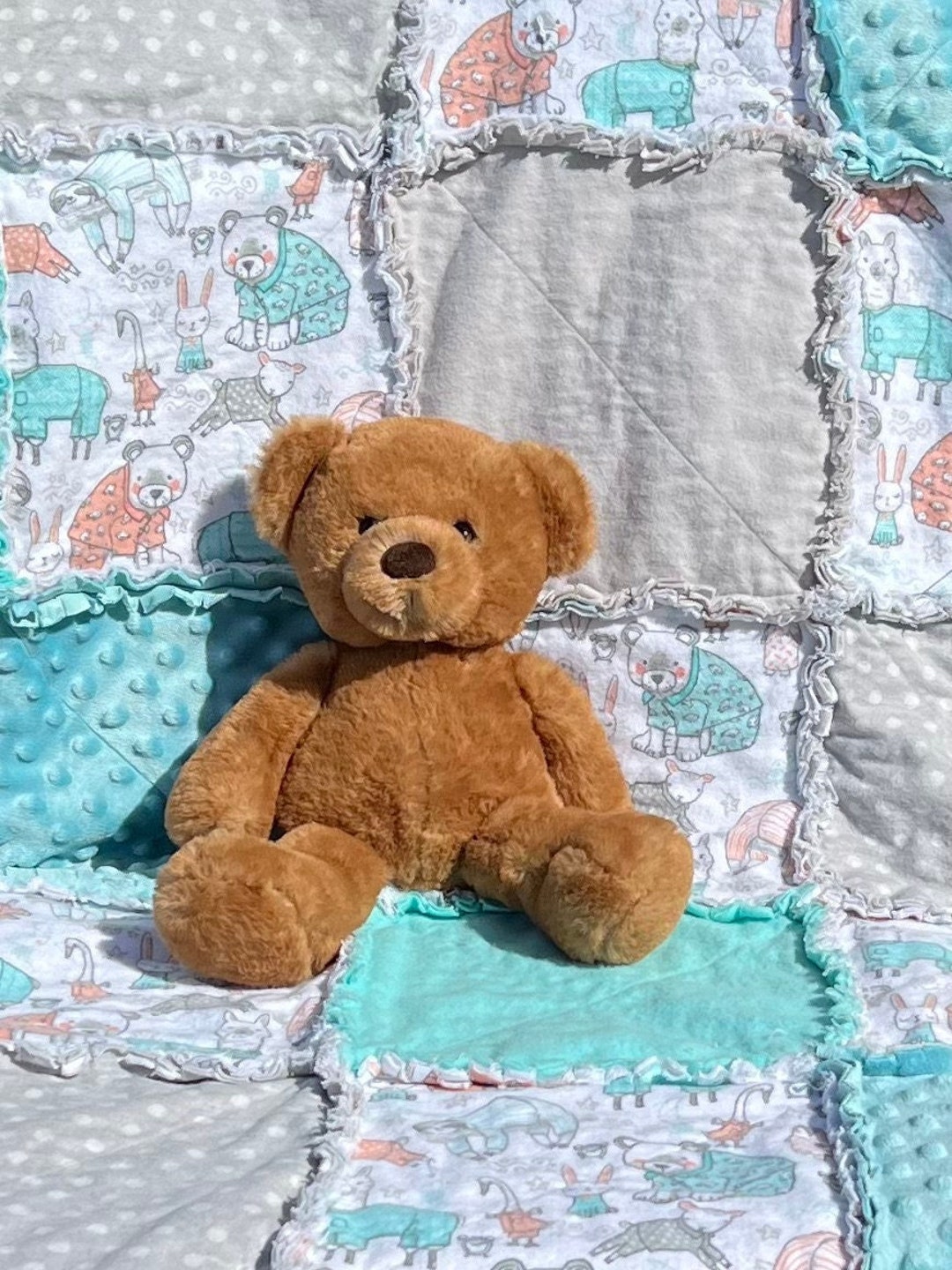 Animal Pajama Party Baby Rag Quilt; Animals Baby Rag Quilt; Pajama ...