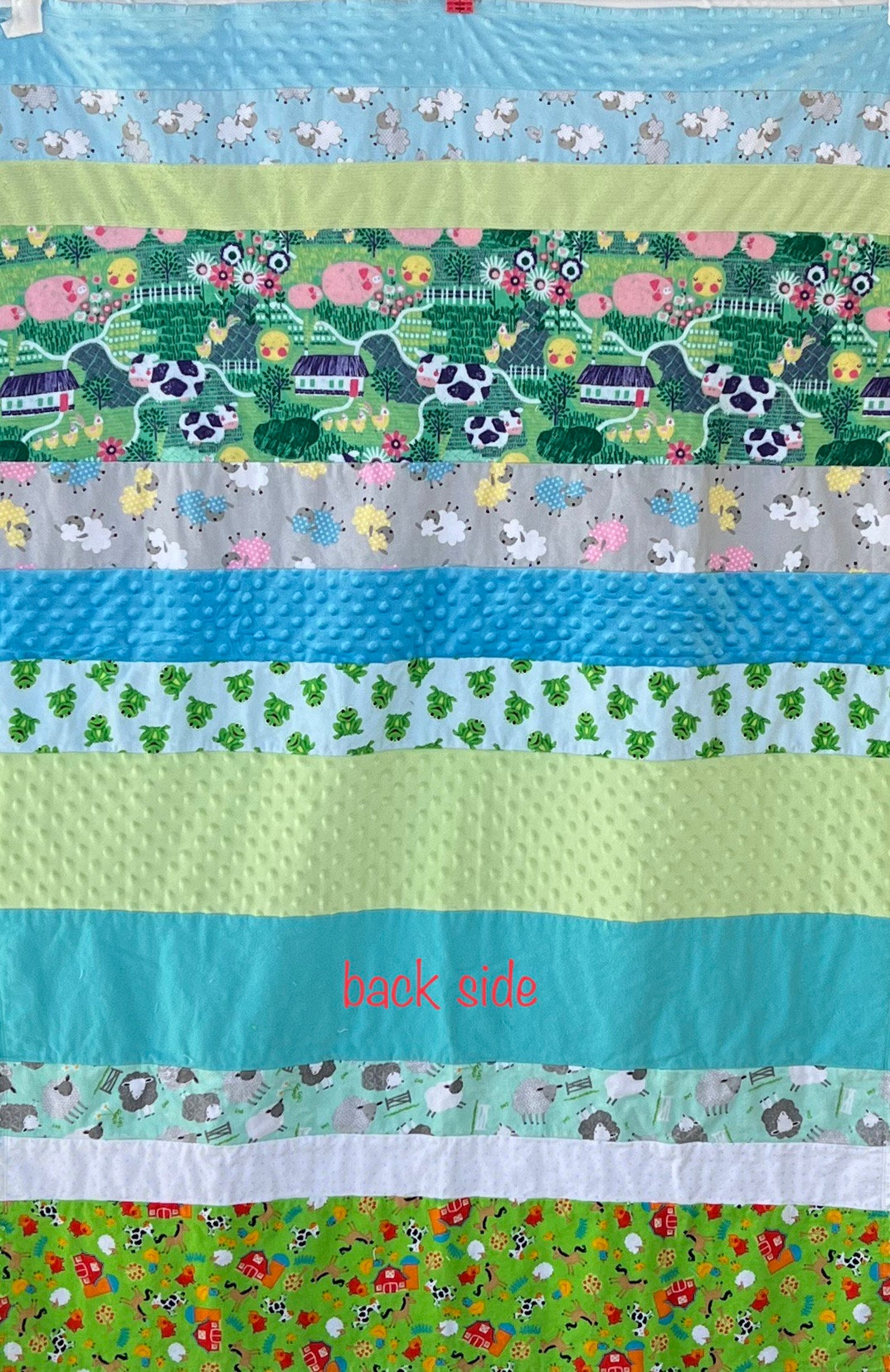 Farm Animals Bigger Baby Rag Quilt Farm Animals Strip Rag Quilt Large ...