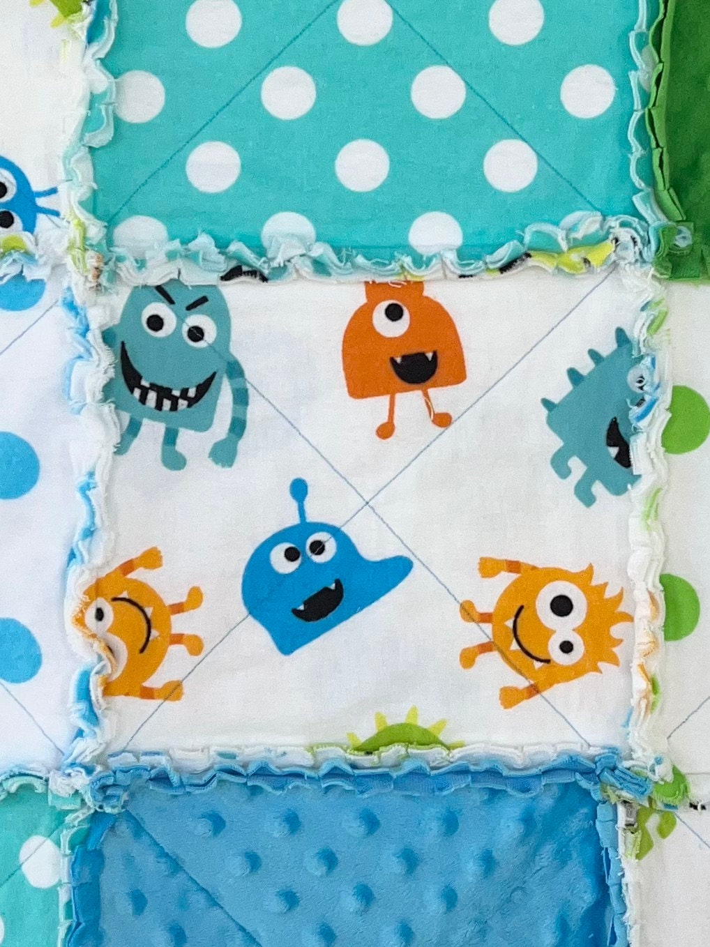 Silly Monsters Baby Rag Quilt; Monsters Baby Rag Quilt; Baby Boy Rag ...