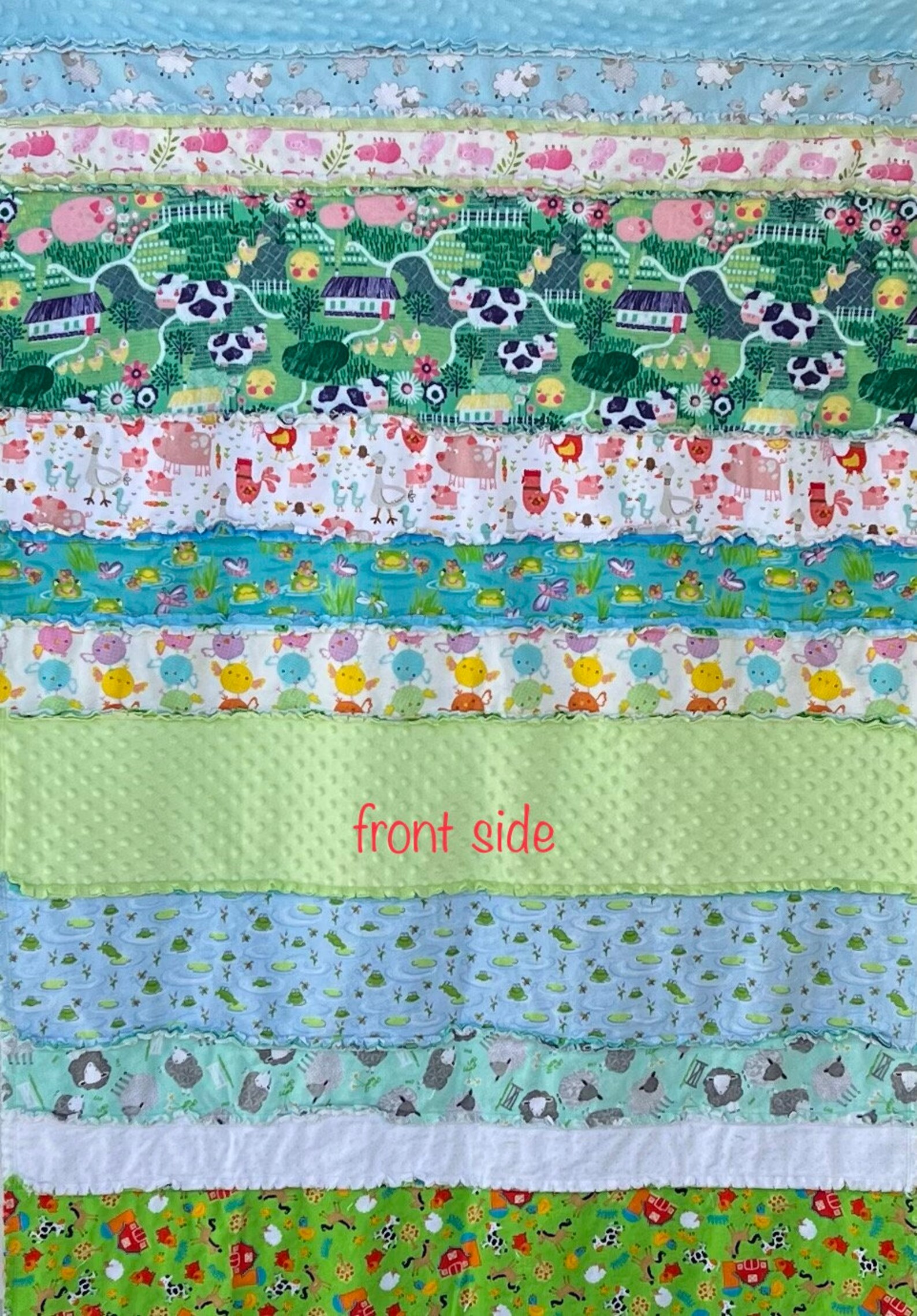 Farm Animals Bigger Baby Rag Quilt Farm Animals Strip Rag Quilt Large ...