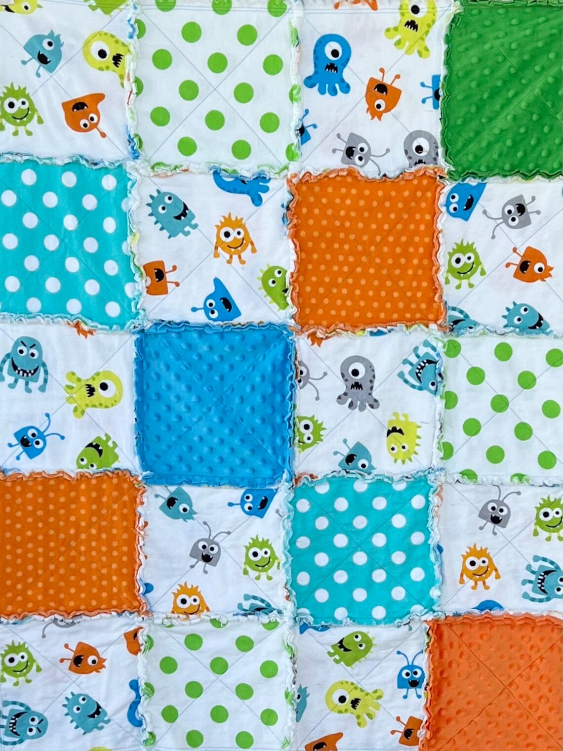 Silly Monsters Baby Rag Quilt; Monsters Baby Rag Quilt; Baby Boy Rag ...