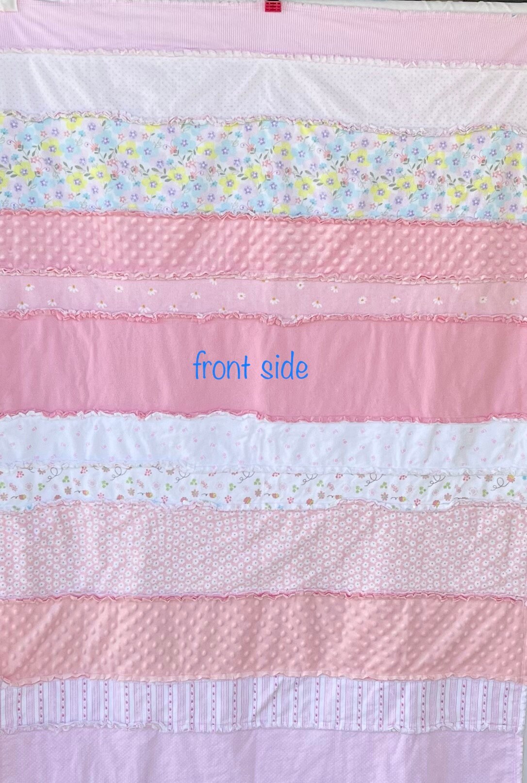 Think Pink Bigger Baby Rag Quilt; Pink Strip Rag Quilt; Large Pink Baby ...