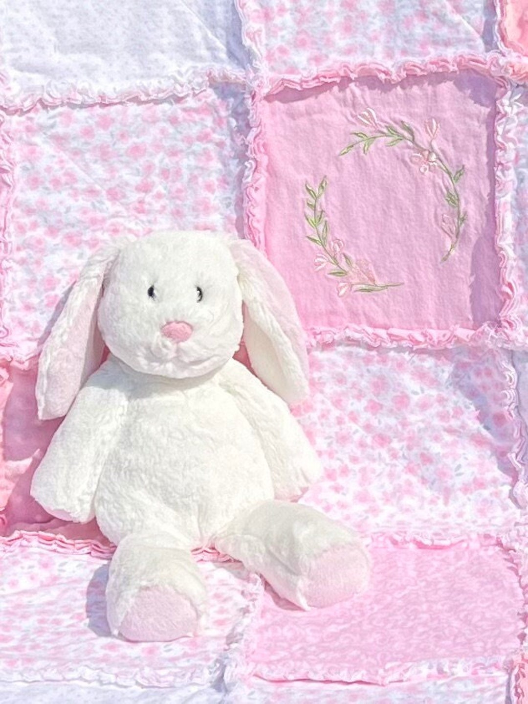 Pink Posies Baby Rag Quilt; Pink Flowers Baby Rag Quilt; Pink Floral ...