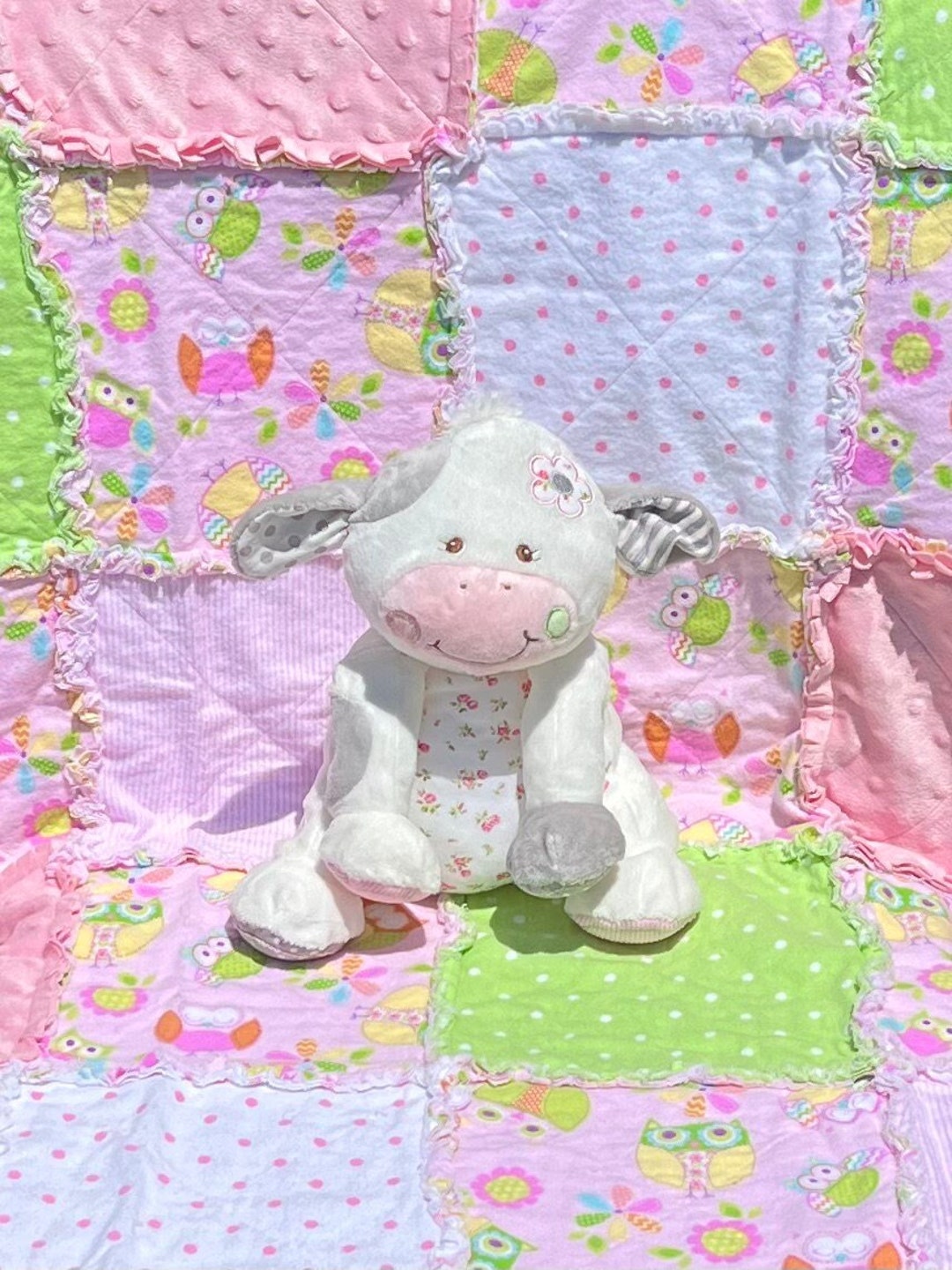Whoo-ray It's a Girl! Owl Baby Rag Quilt; Owl Baby Girl Quilt; Owl Baby ...