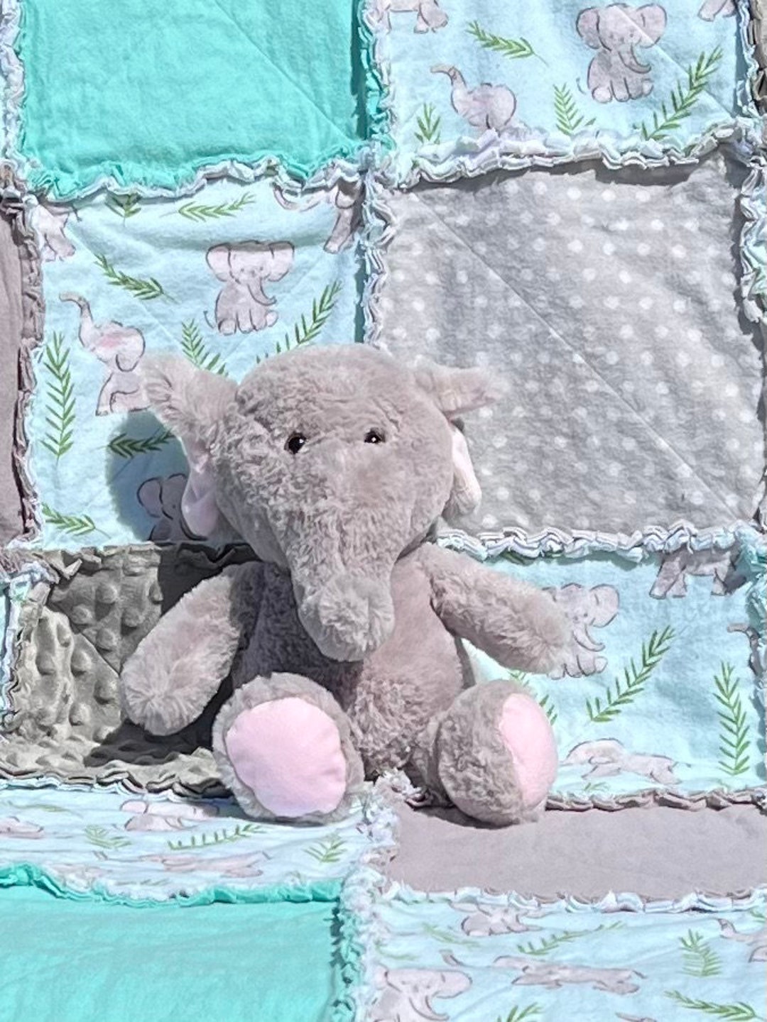 Baby Elephants Baby Rag Quilt; Elephants Baby Rag Quilt; Elephant Baby ...