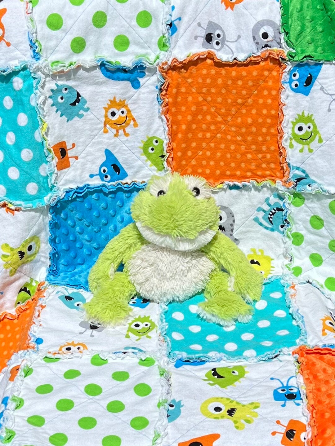 Silly Monsters Baby Rag Quilt; Monsters Baby Rag Quilt; Baby Boy Rag ...