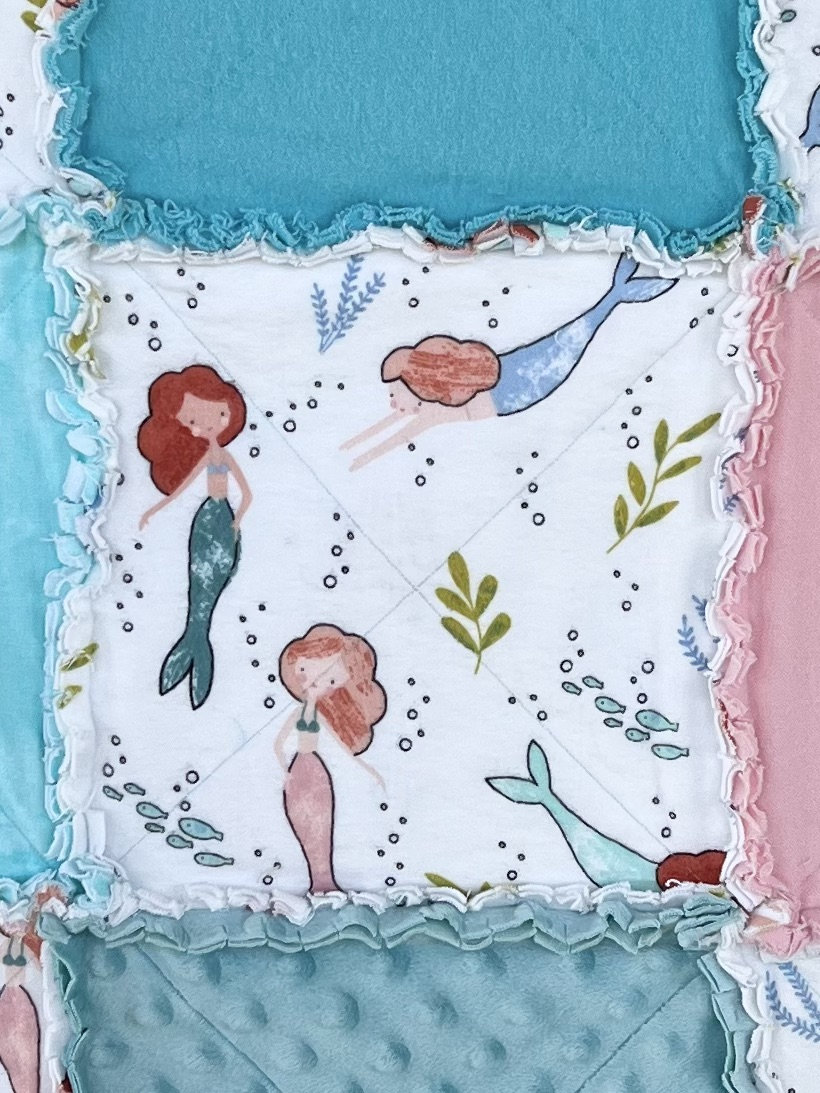 Watercolor Mermaids Baby Rag Quilt Mermaids Baby Rag Quilt Mermaids ...