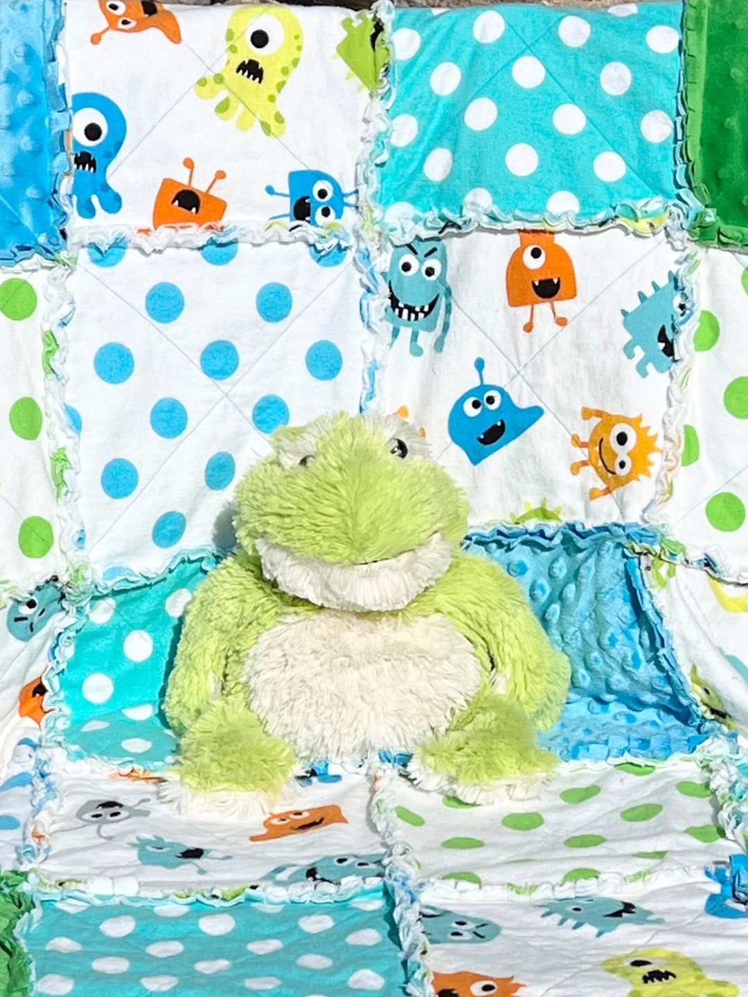 Silly Monsters Baby Rag Quilt; Monsters Baby Rag Quilt; Baby Boy Rag ...
