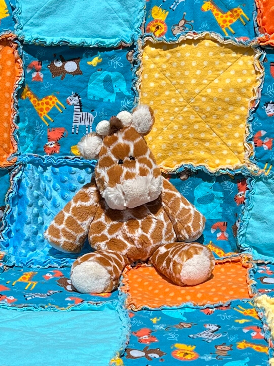It's a Zoo Baby Rag Quilt; Zoo Animals Baby Rag Quilt; Zoo Animals ...
