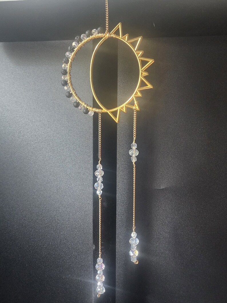 Suncatcher Celestial Suncatcher Sun and Moon Suncatcher Lava Stone Crystal Prism Light Catcher ...