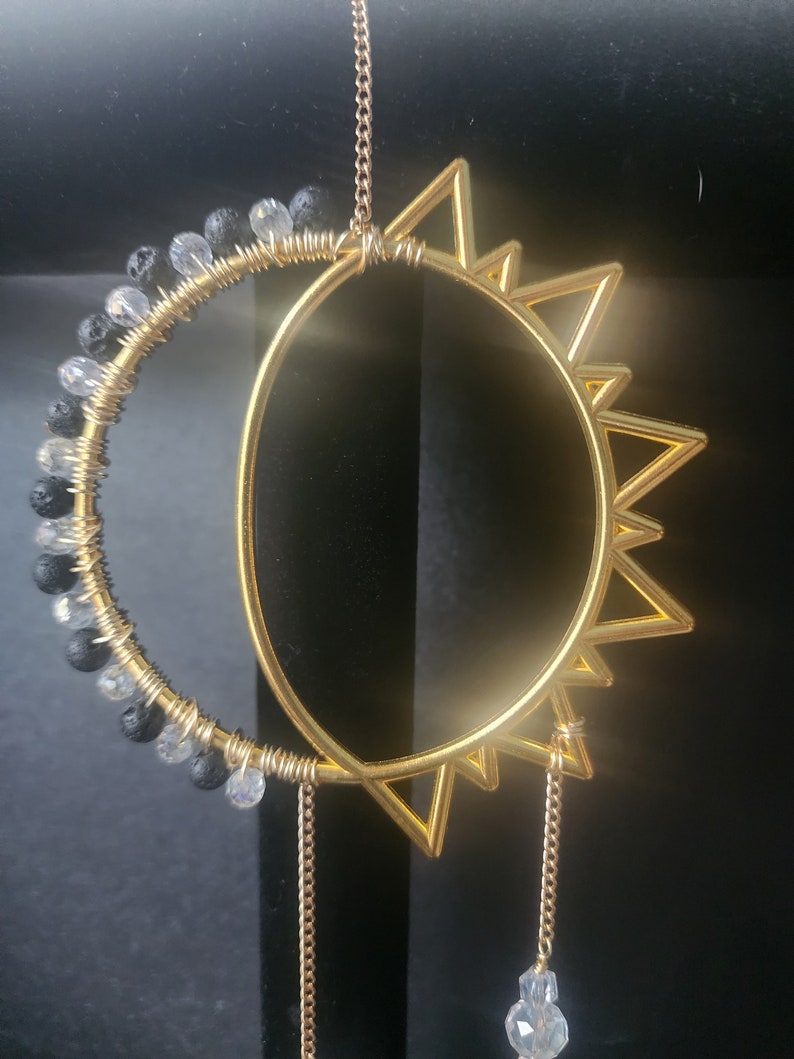 Suncatcher Celestial Suncatcher Sun and Moon Suncatcher Lava Stone Crystal Prism Light Catcher ...