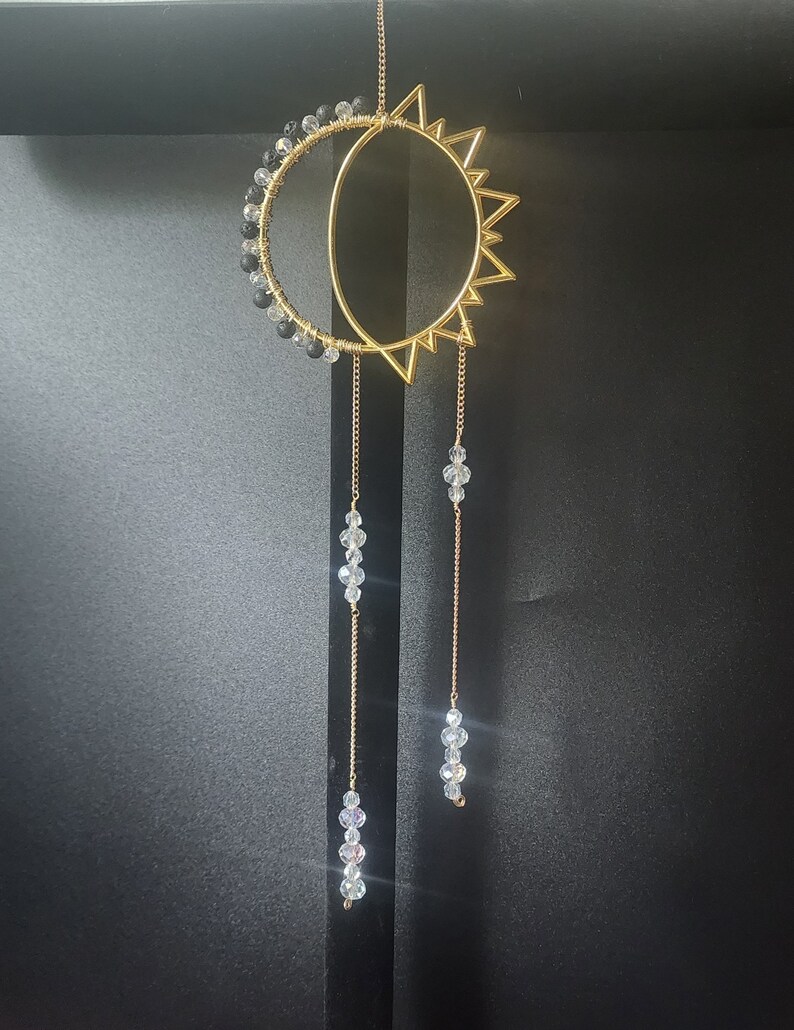 Suncatcher Celestial Suncatcher Sun and Moon Suncatcher Lava Stone Crystal Prism Light Catcher ...