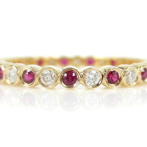 2.2mm Bezel Set Round Ruby Eternity Band in 18K Yellow Gold - Etsy