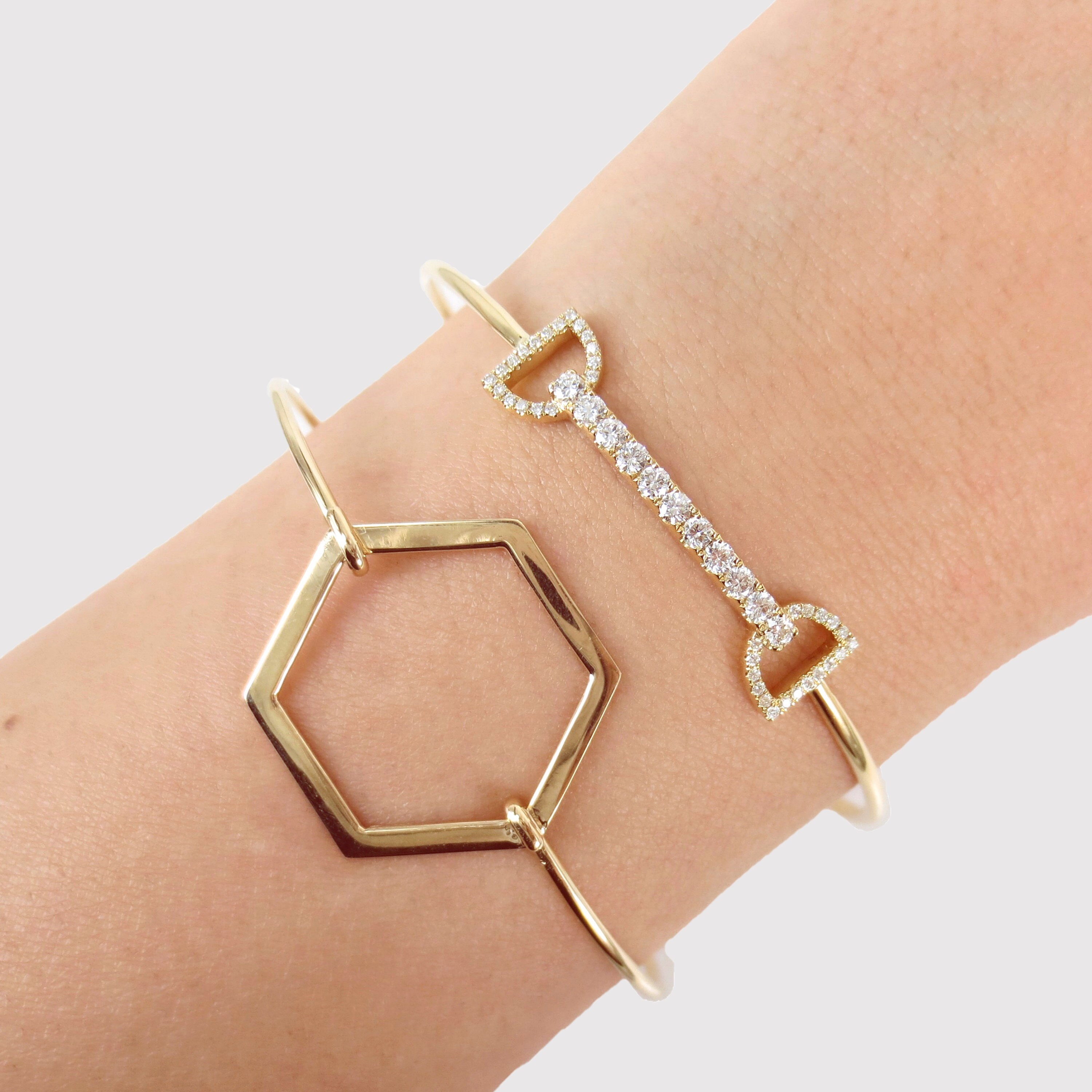Flexible Diamond Open Bangle 18K Yellow Gold | Etsy