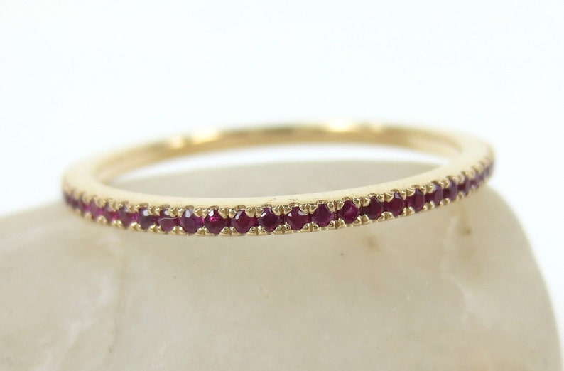 Micro Pave Ruby 18k Yellow Gold Eternity Band | Etsy