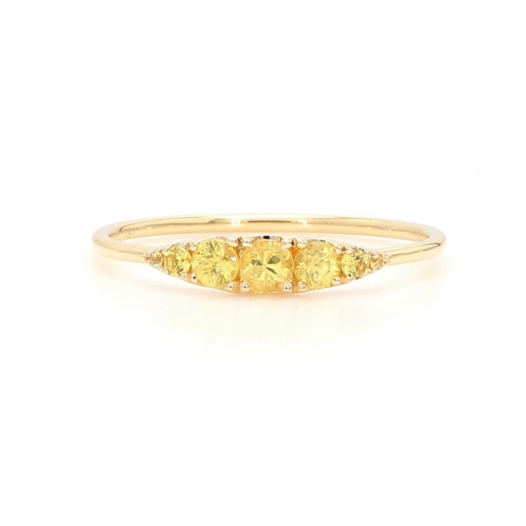 Seven-stones Graduated Yellow Sapphire Ring in 18K Yellow Gold - Etsy