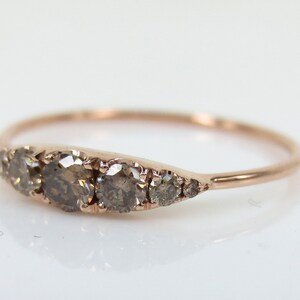 Seven-stone Graduated Champagne Diamond Ring 14K/ 18K Rose - Etsy UK